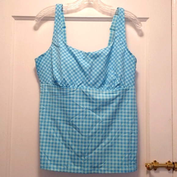 Lands' End | Swim | 6dd Paradise Aqua Gingham Tankini Top Square Neck ...